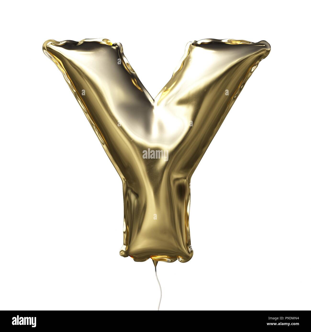 Letter Y made of golden inflatable balloon isolated on white background ...