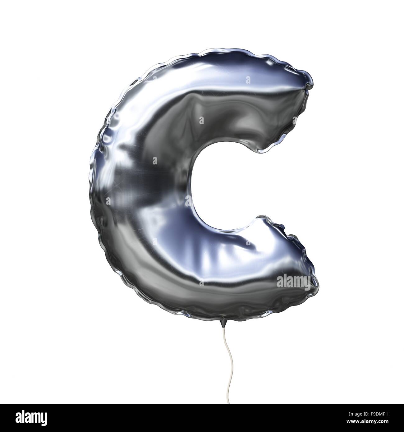 Letter C made of silver inflatable balloon isolated on white background ...