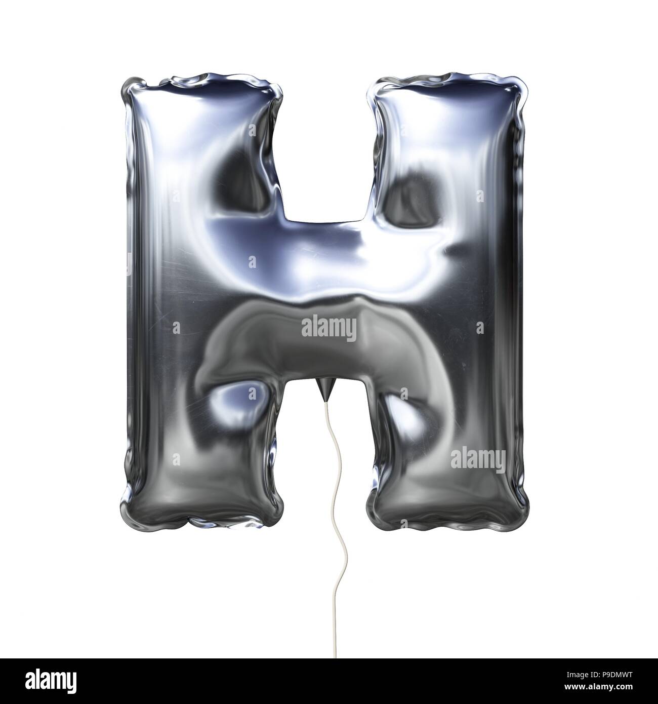 Letter H made of silver inflatable balloon isolated on white background ...