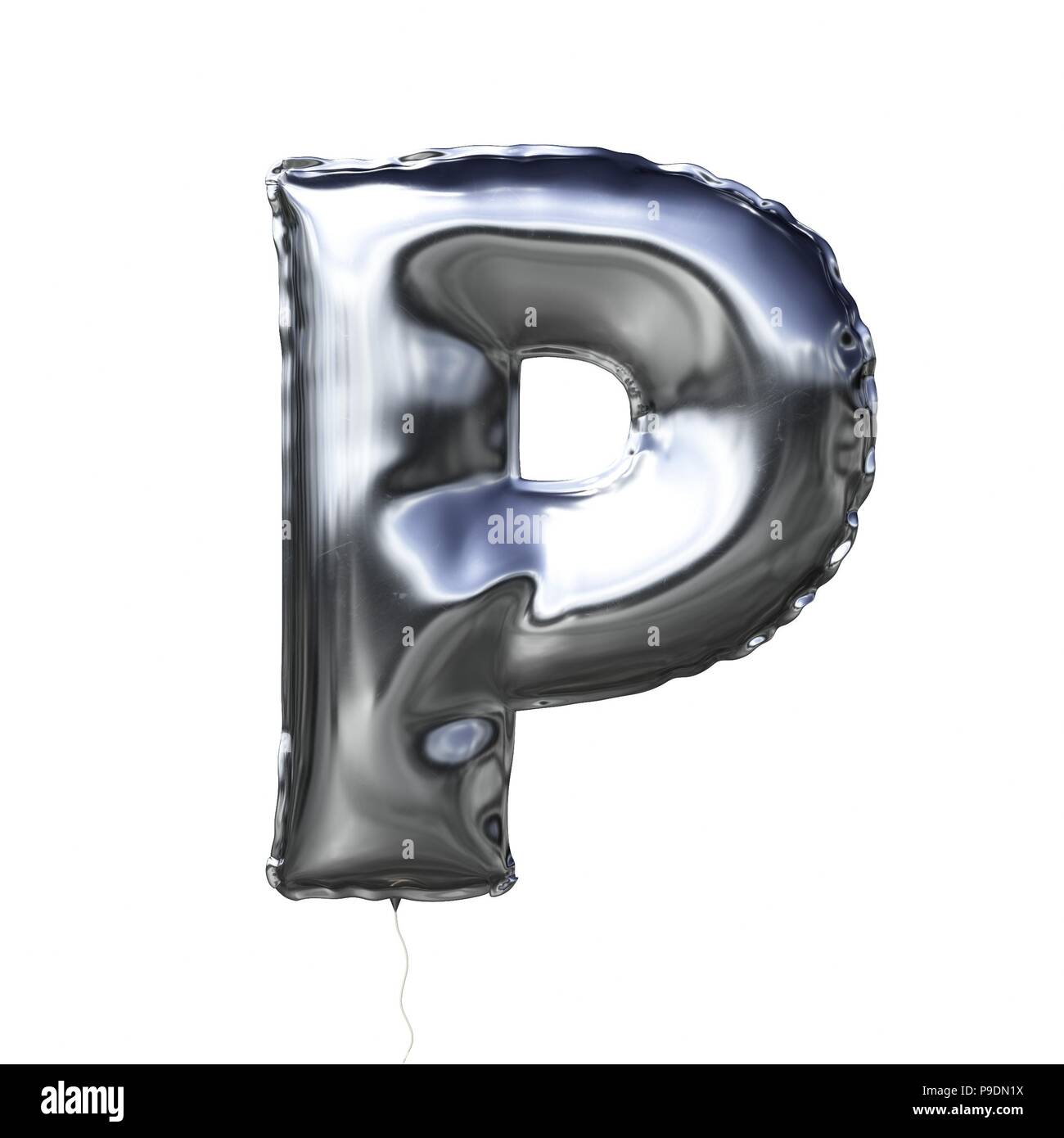 Letter P made of silver inflatable balloon isolated on white background ...