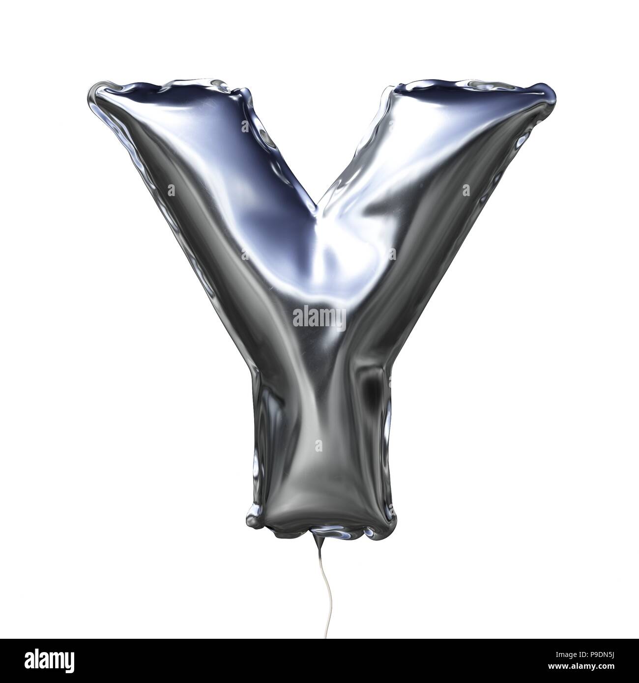 Letter Y made of silver inflatable balloon isolated on white background ...