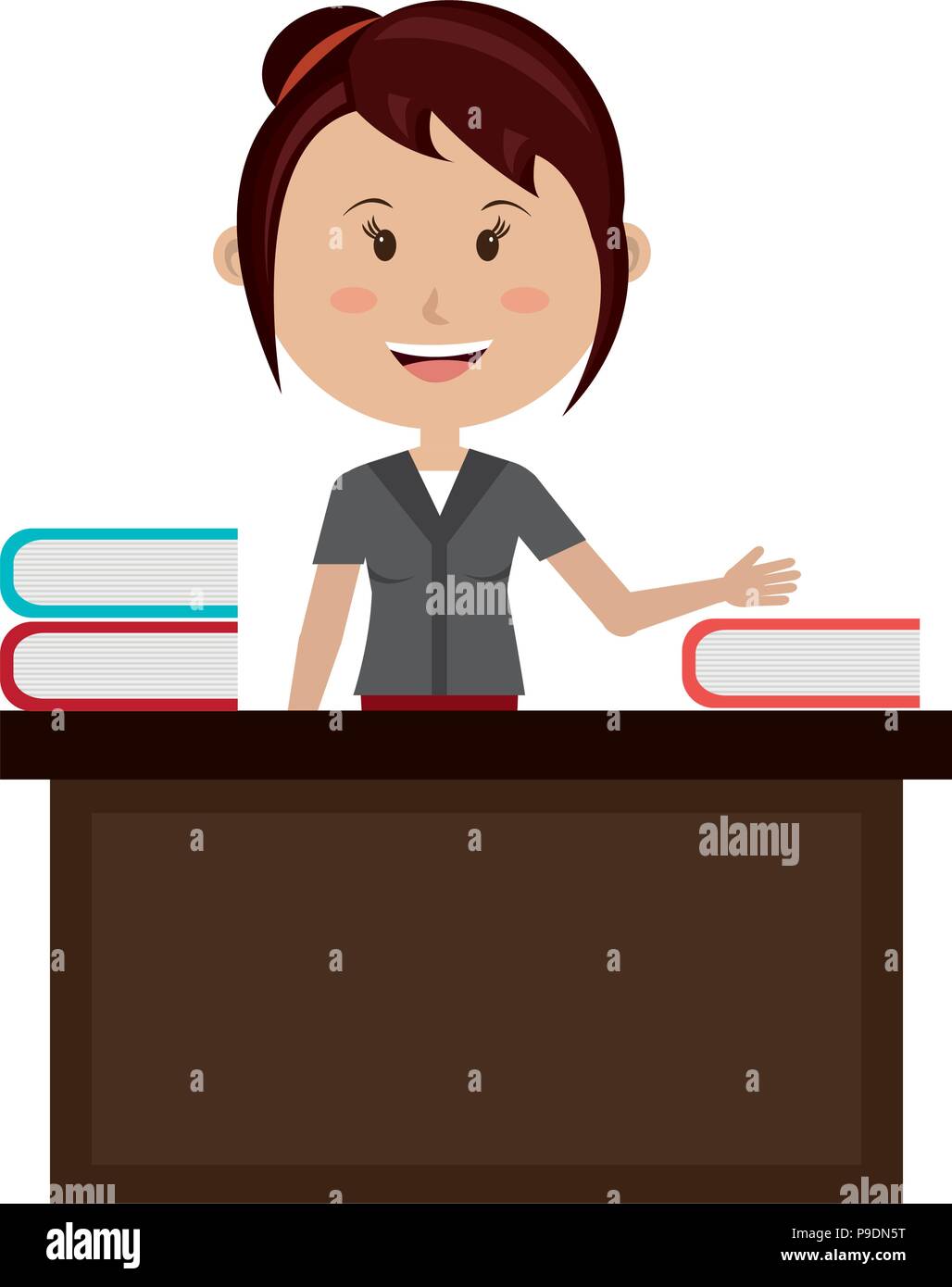 woman teacher in desk avatar character vector illustration design Stock ...