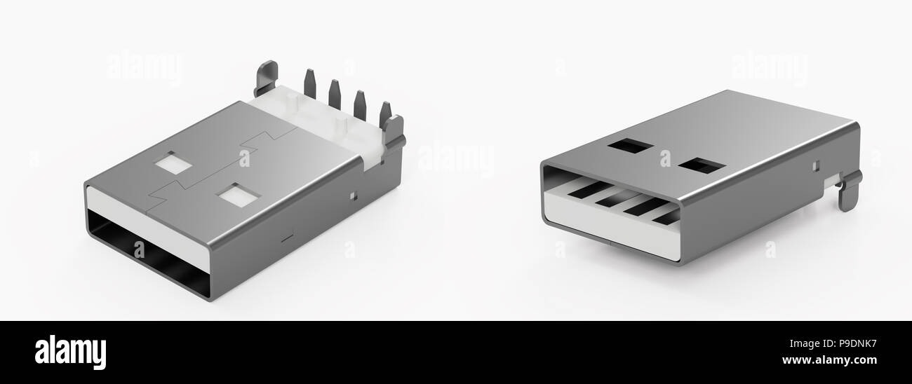 USB connectors on the white background. 3D rendering Stock Photo - Alamy