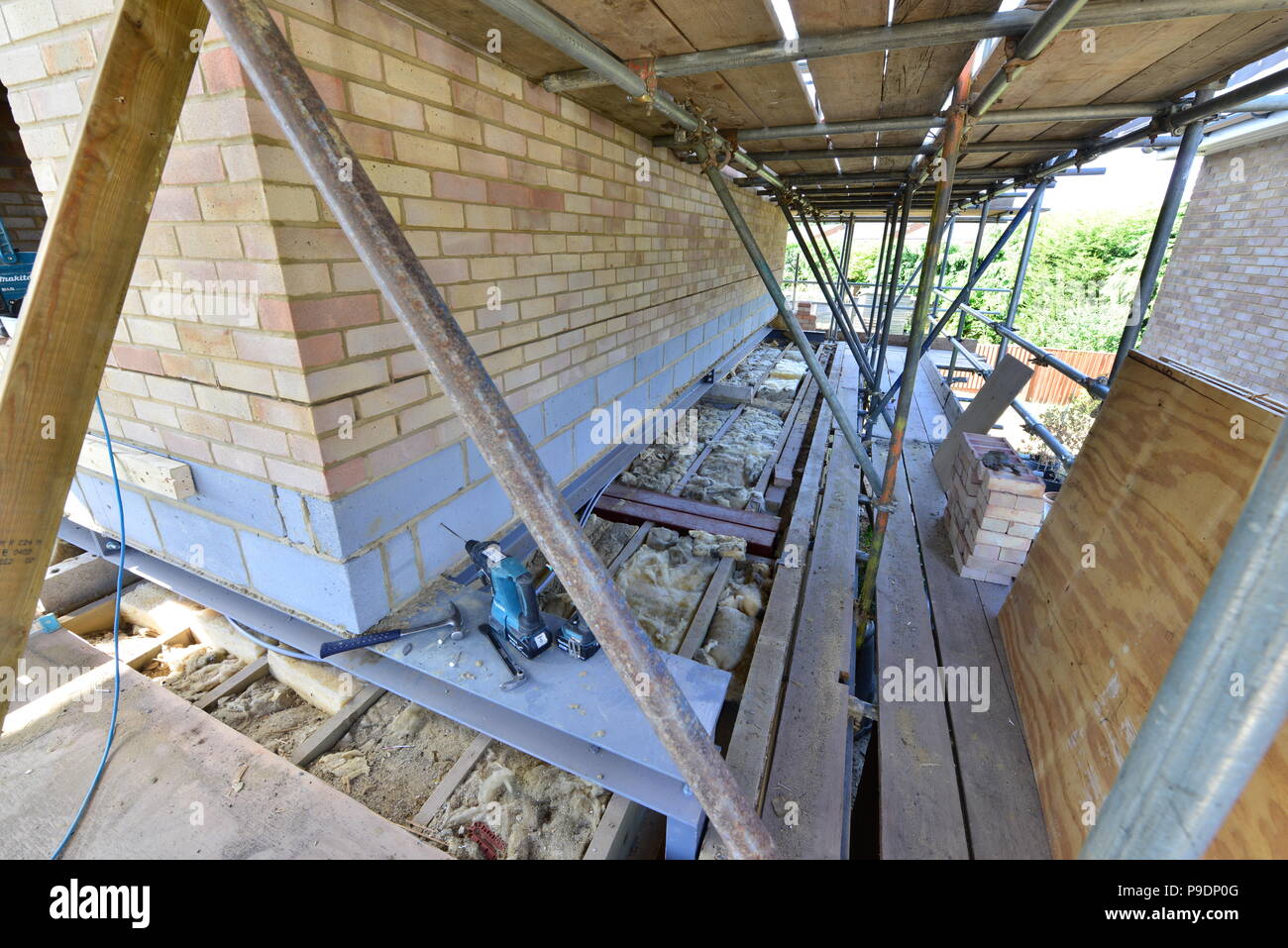The side of a first floor extension project in the UK Stock Photo - Alamy