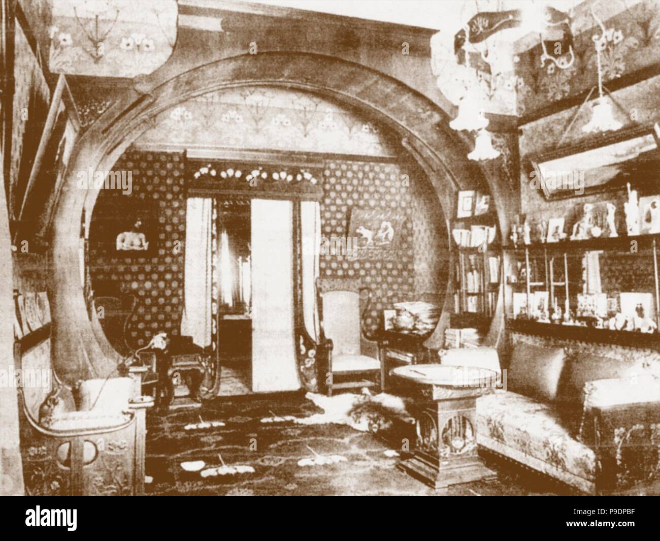 Interior of the study in the villa "Black Swan" of Nikolai Pavlovich ...