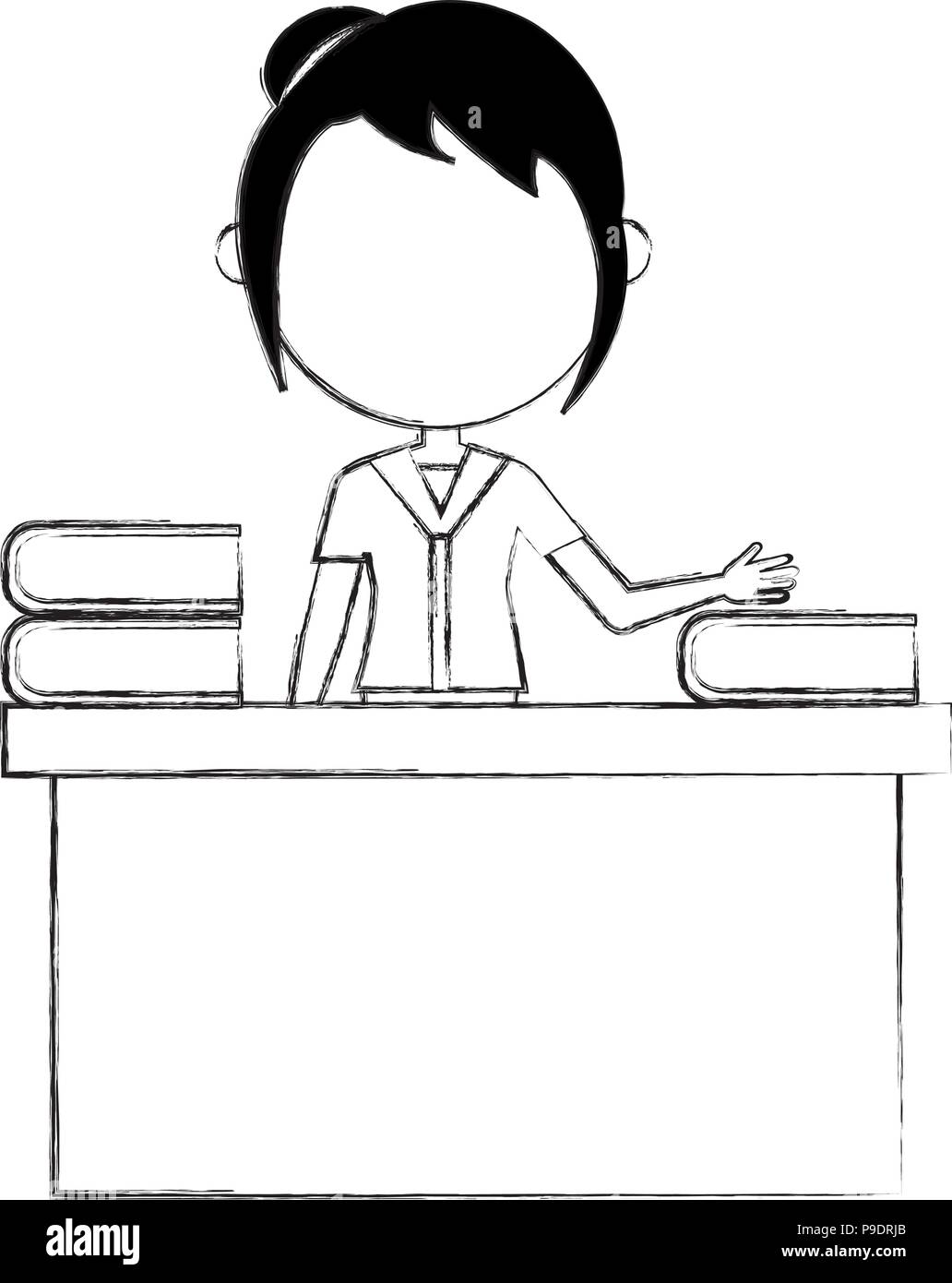 woman teacher in desk avatar character vector illustration design Stock ...