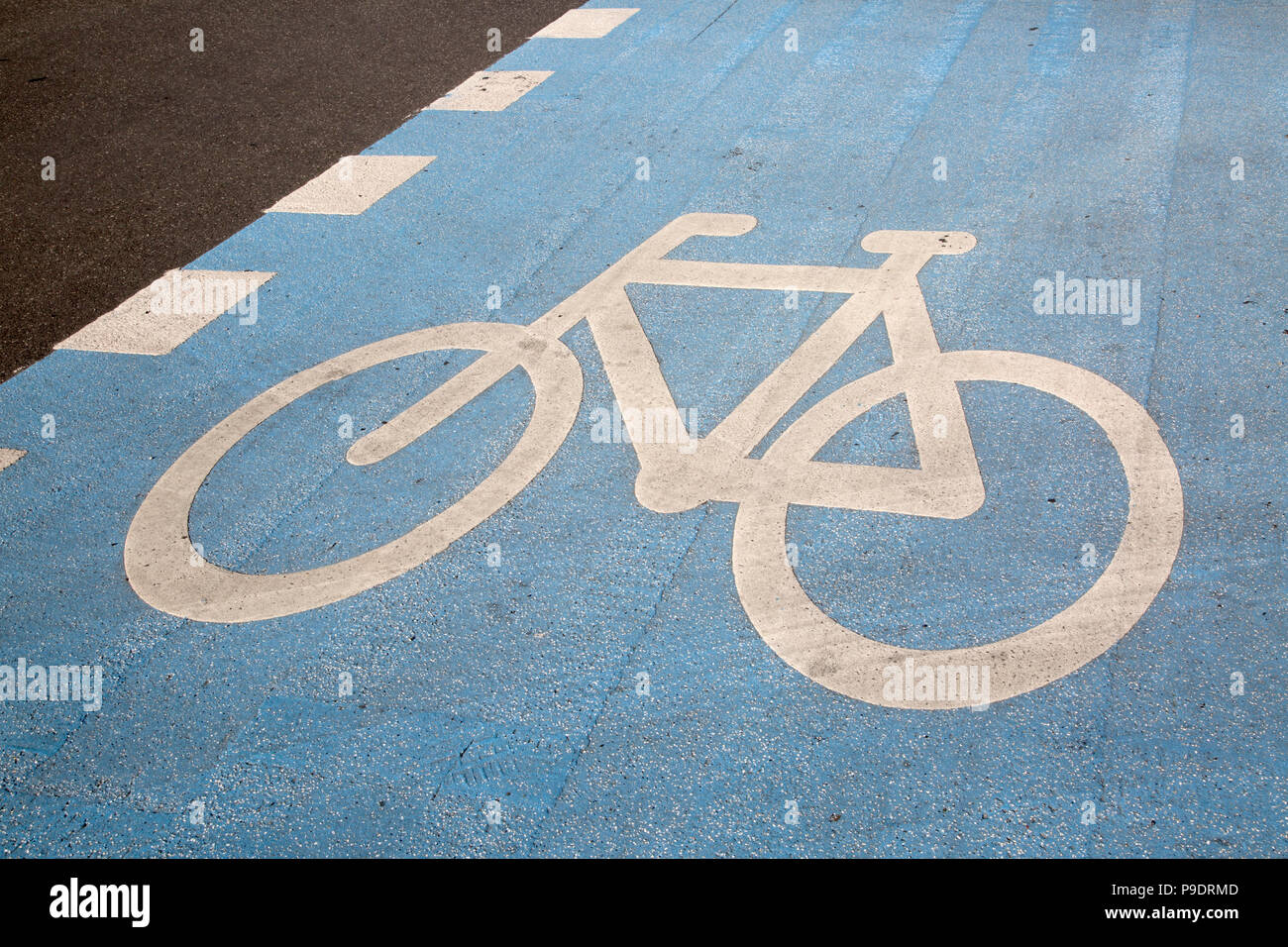 Blue Bike Lane Symbol; Copenhagen; Denmark Stock Photo - Alamy