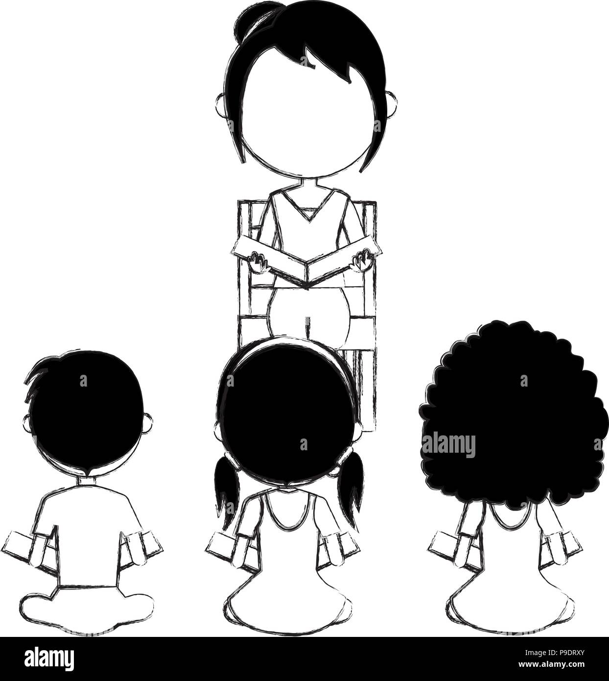 Classroom students working teacher Stock Vector Images - Alamy