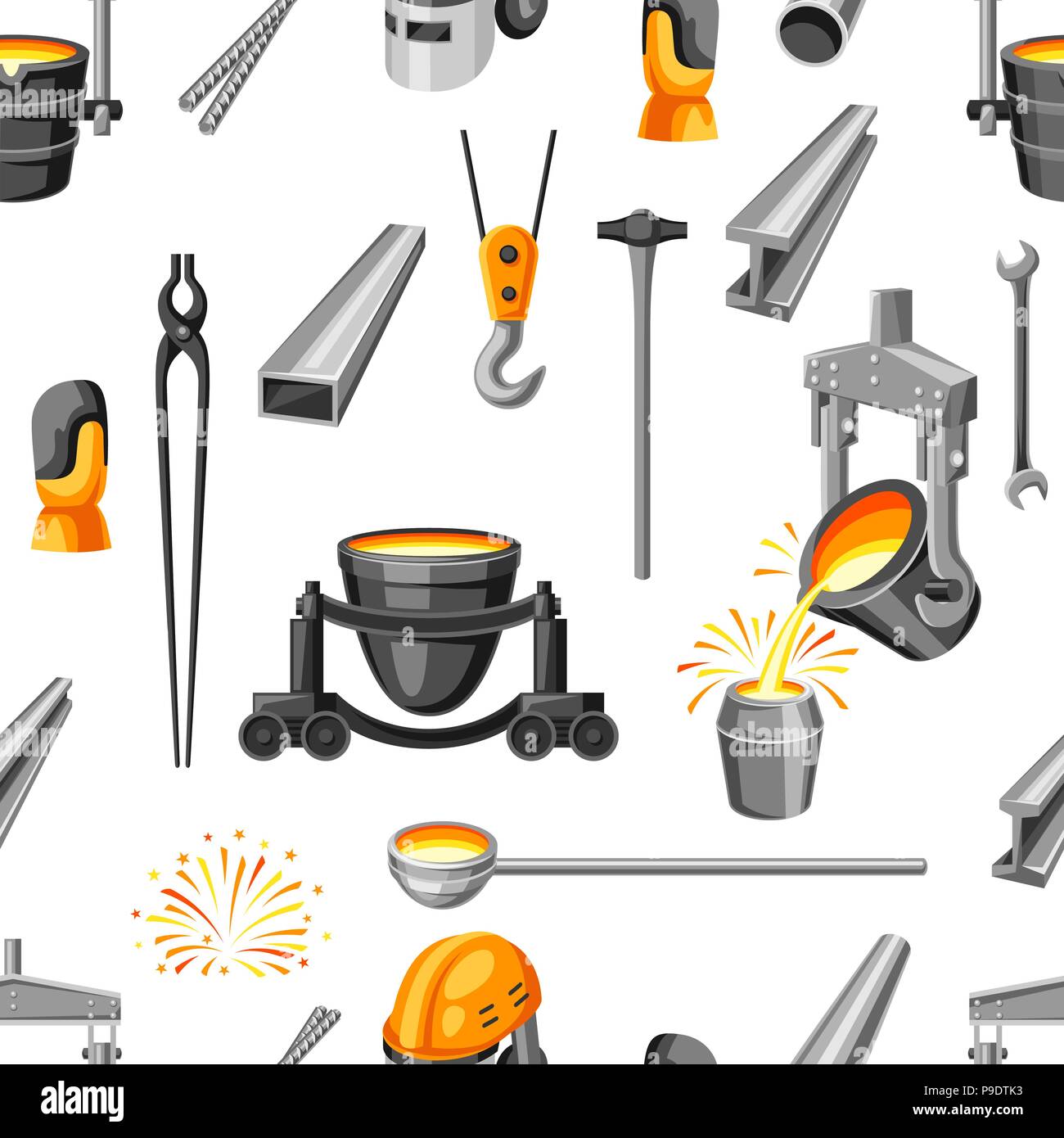 Metallurgical seamless pattern. Industrial items and equipment Stock ...