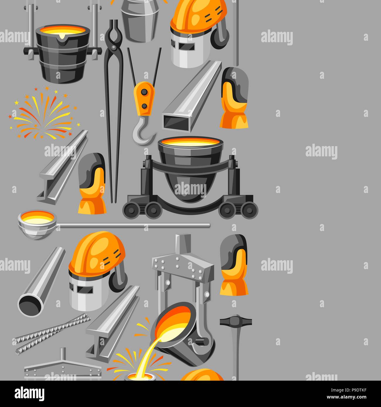 Metallurgical seamless pattern. Industrial items and equipment Stock ...