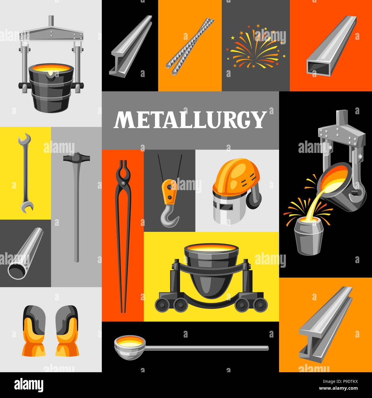 Metallurgical background design. Industrial items and equipment Stock ...