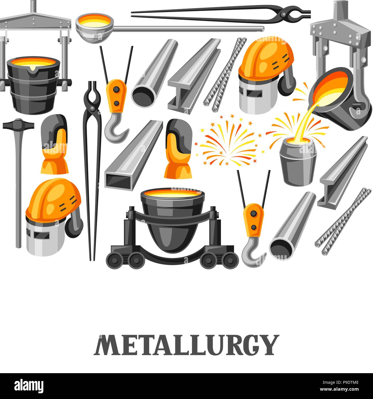 Metallurgical background design. Industrial items and equipment Stock ...