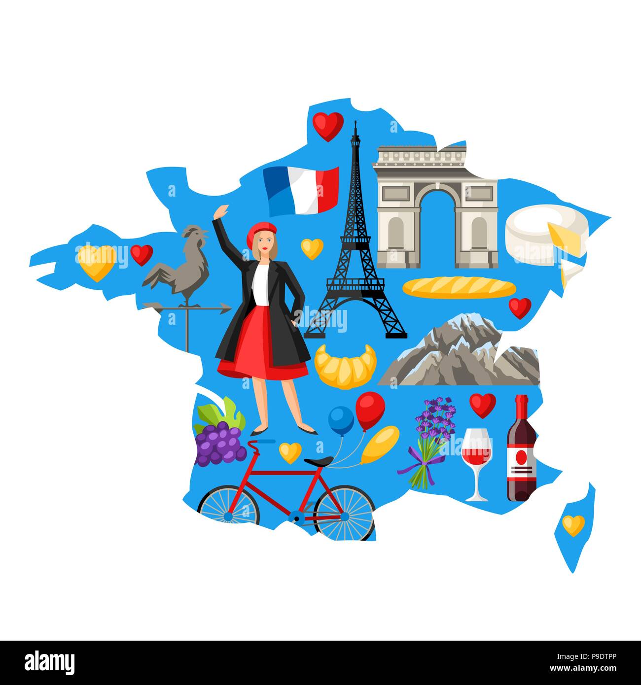 Illustration map of France Stock Vector Image & Art - Alamy