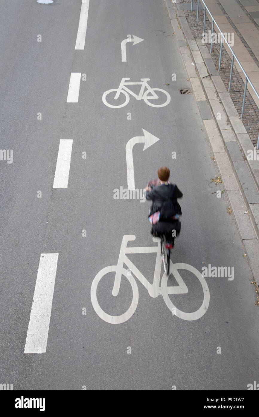 Cycle Path with Cyclist; Copenhagen; Denmark Stock Photo - Alamy