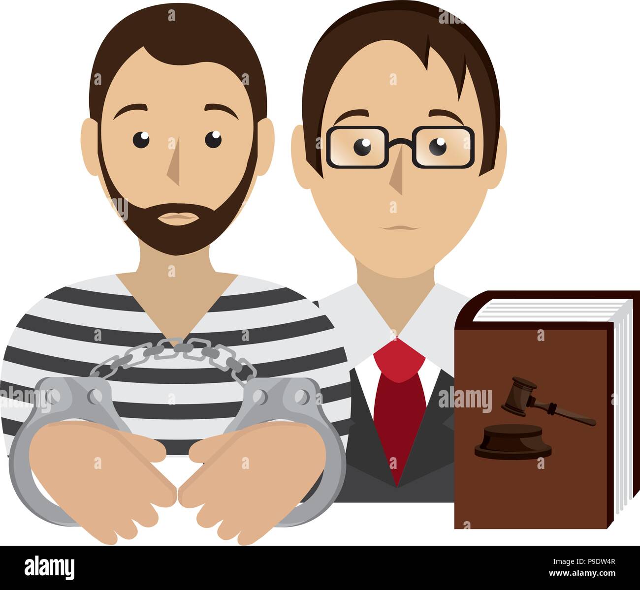 justice book with lawyer and prisoner Stock Vector Image & Art - Alamy