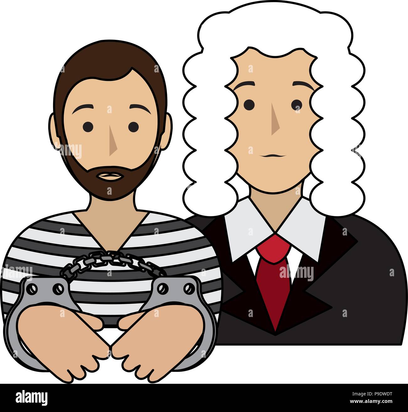justice judge with prisoner character Stock Vector Image & Art - Alamy