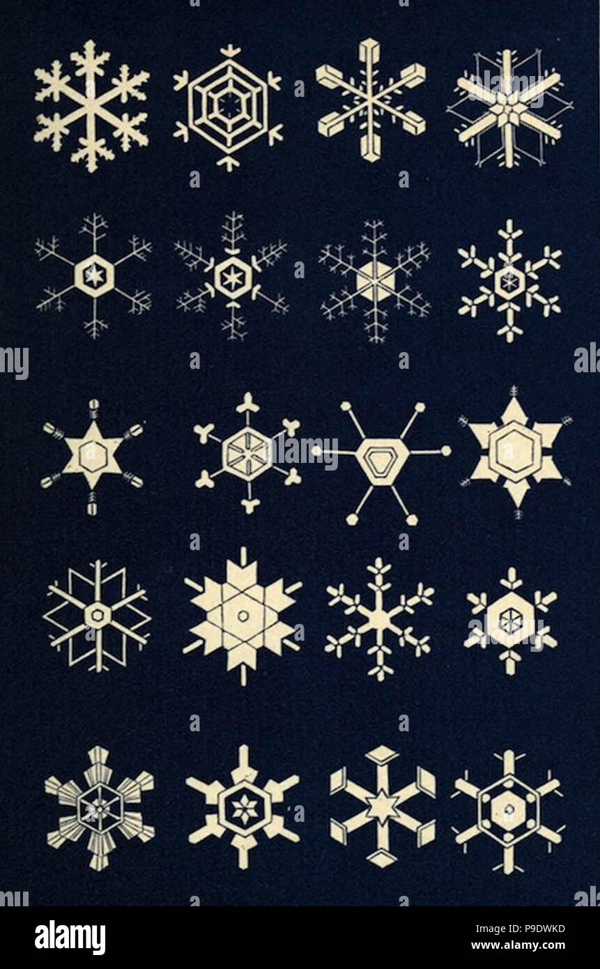 vintage snowflake types illustration Stock Photo - Alamy