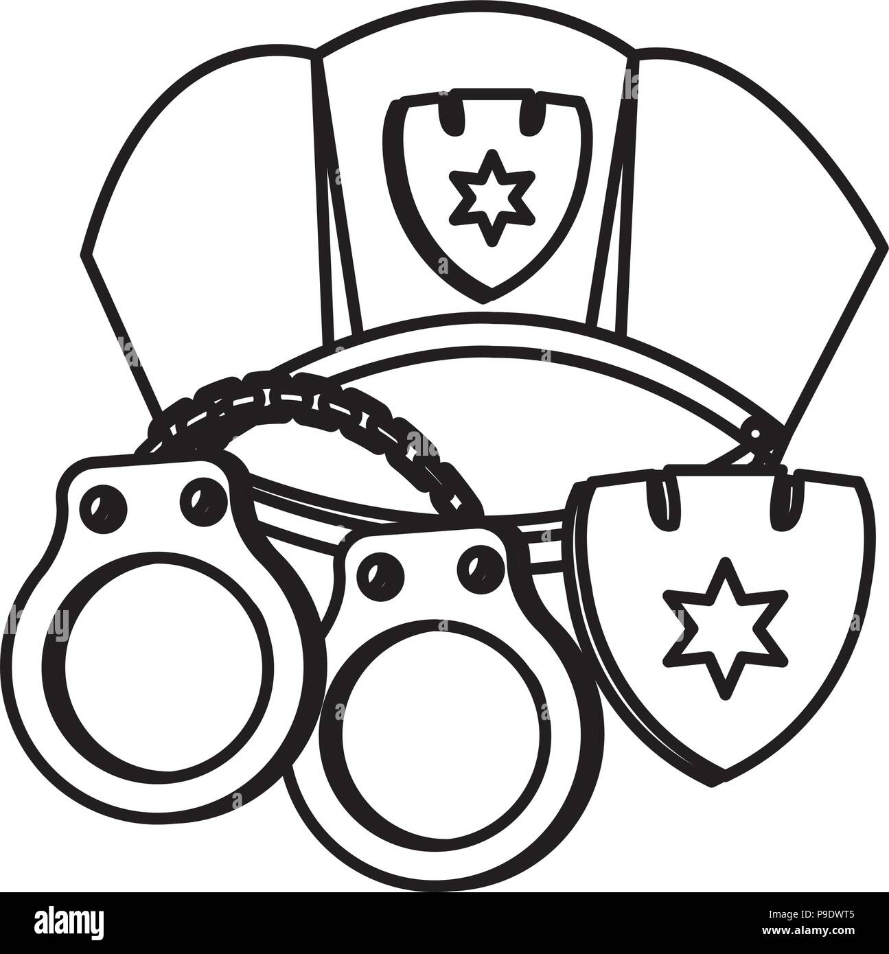 police cap and handcuffs Stock Vector Image & Art - Alamy