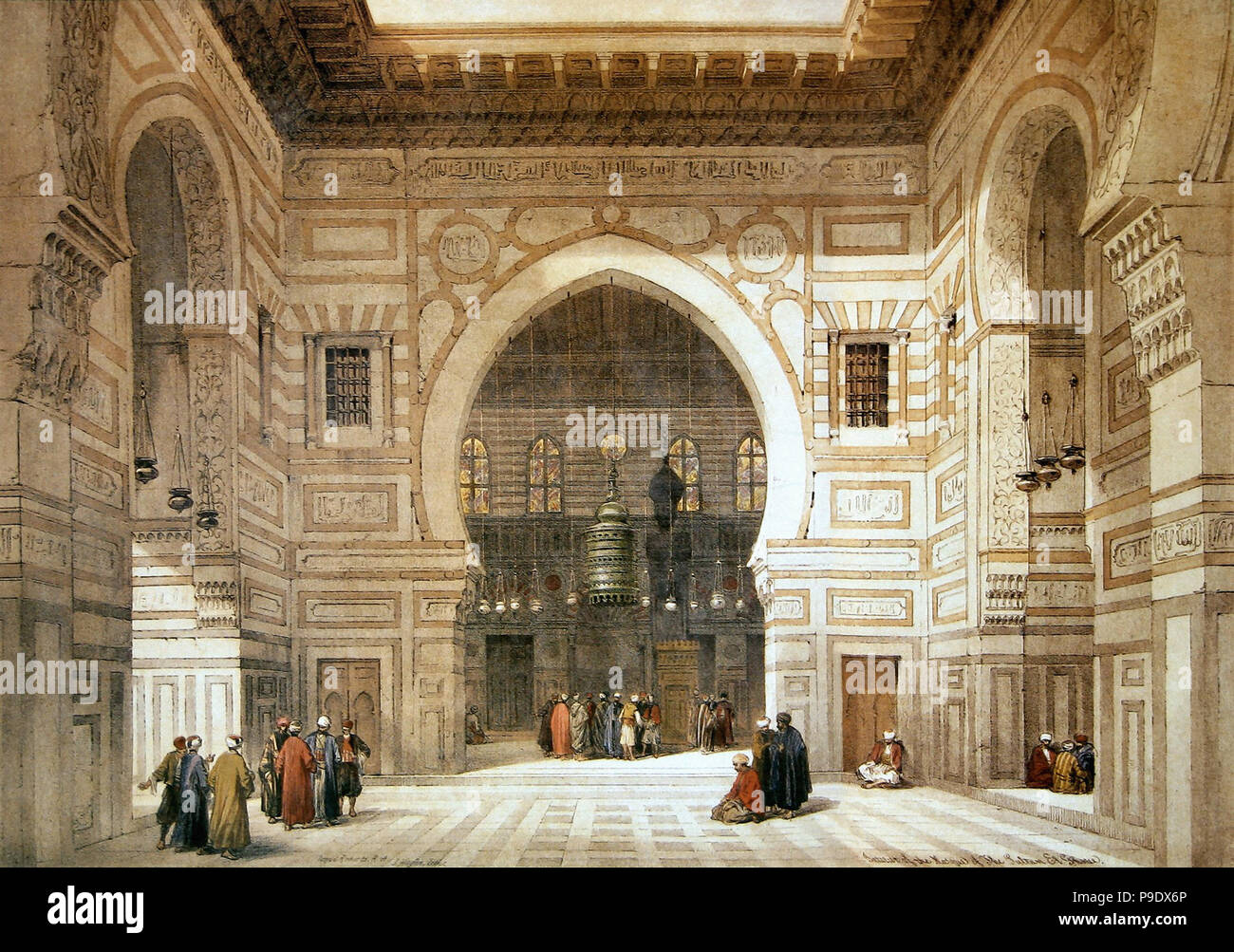Roberts David - Interior of the Mosque of the Sultan El Ghoree Stock ...