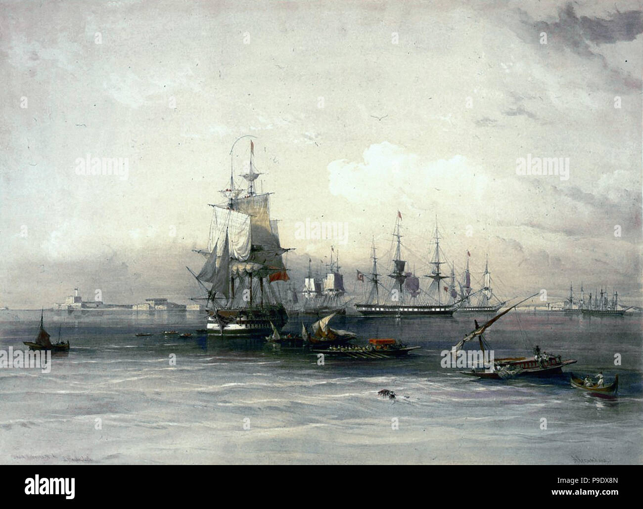 Roberts David - Ships at the Coast of Alexandria Stock Photo - Alamy