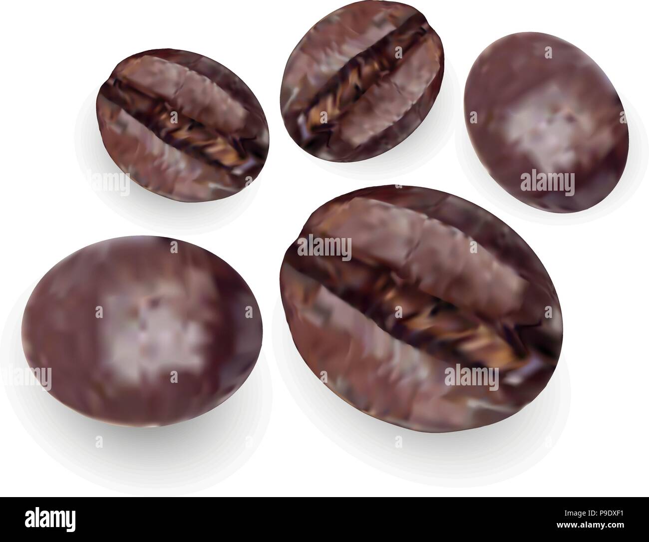 Coffee beans, roasted coffee beans. Vector realistic set isolated on ...