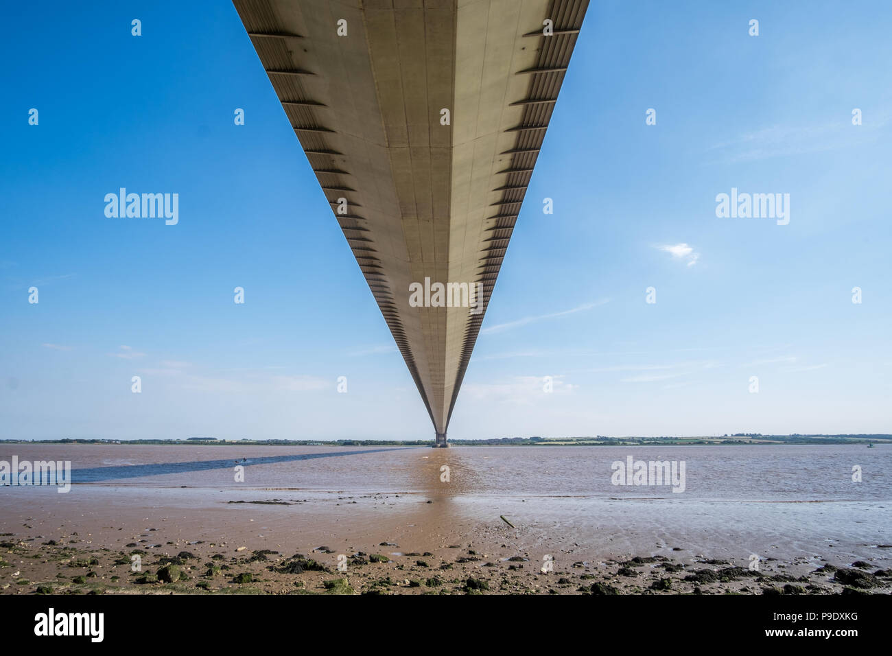 View of the underside of the HUmber Bridge Stock Photo - Alamy