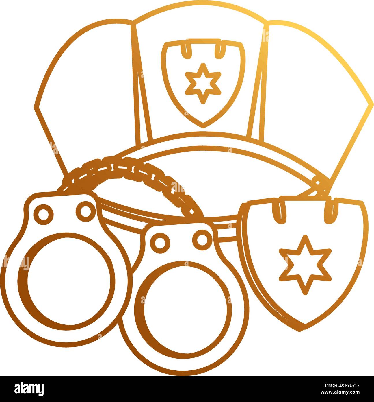 Uniform hat handcuffs Stock Vector Images - Alamy