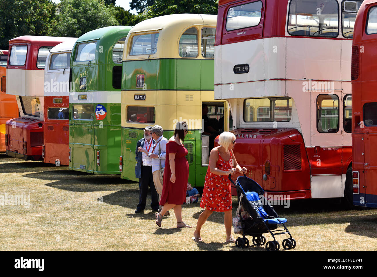 Visitors attending a bus rally, Alton, Hampshire, UK. Sunday 15 July ...
