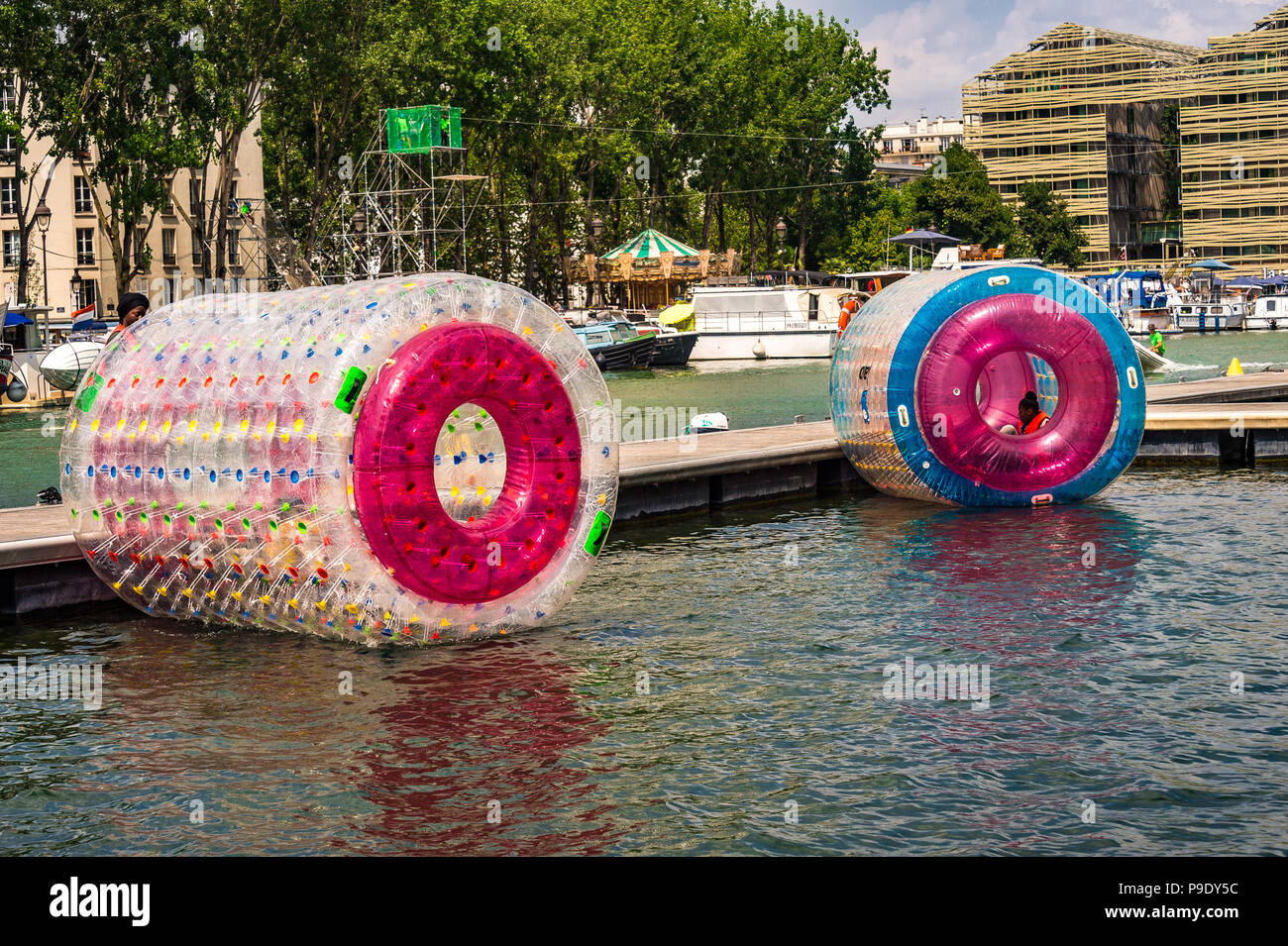 Paris Plages on a hot summer's day at the Bassin de la Villette in ...