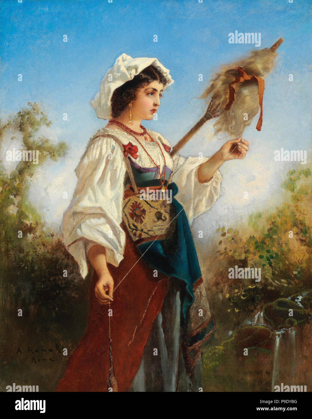 Romako Anton - Roman Woman Spinning Stock Photo - Alamy