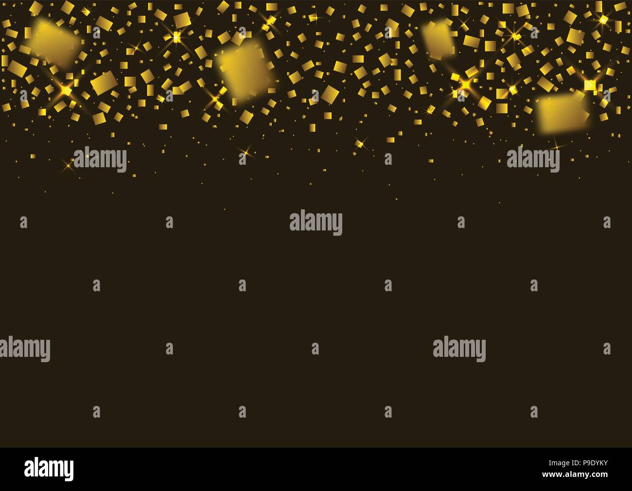 Golden confetti background, golden glitters stars. Festive holiday ...