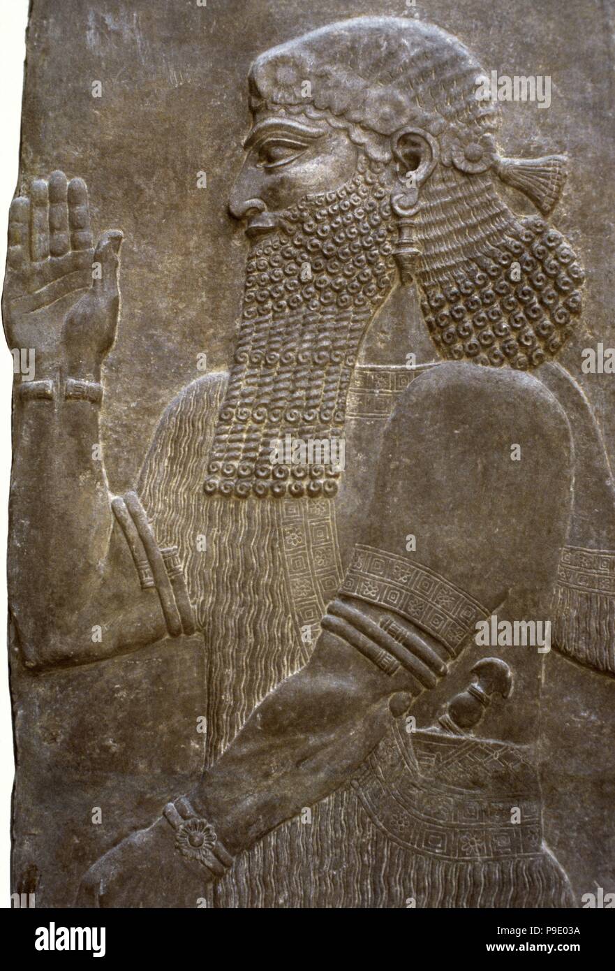 Mesopotamian-Assyrian art. Relief depicting a nobleman or a member of ...
