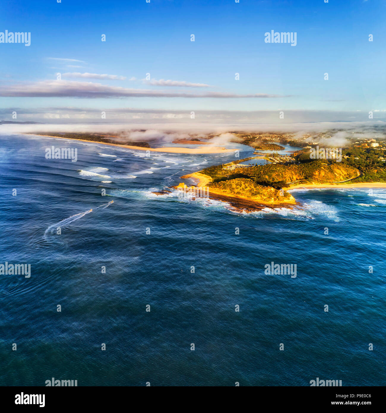 Nambucca river entrance to Pacific ocean at Nambucca heads point ...