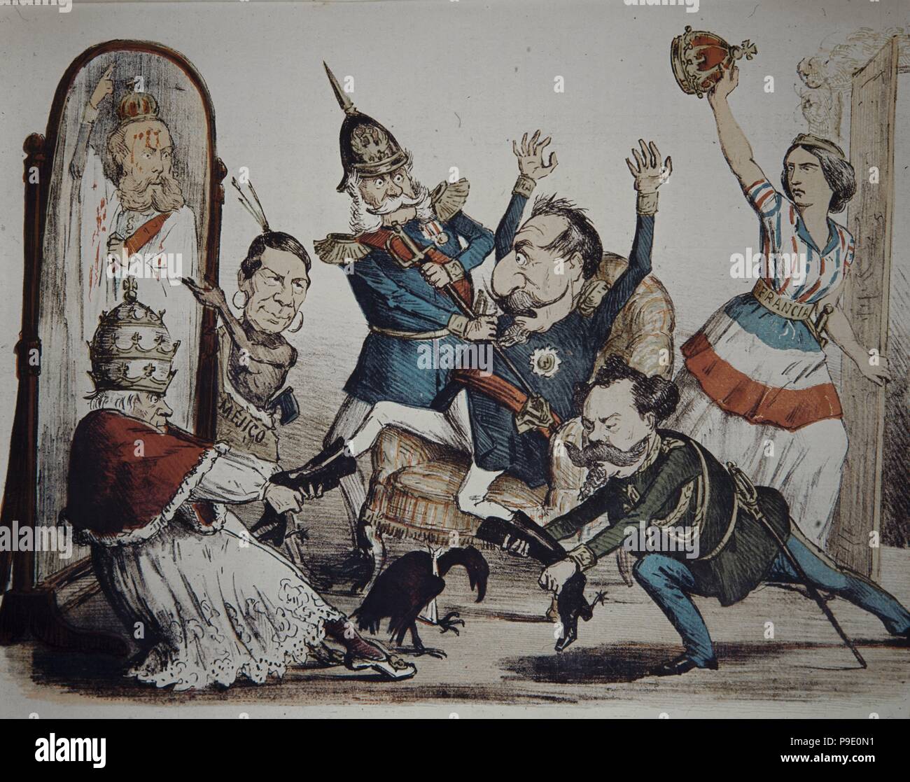 Grabado satírico. Siglo XIX Stock Photo - Alamy