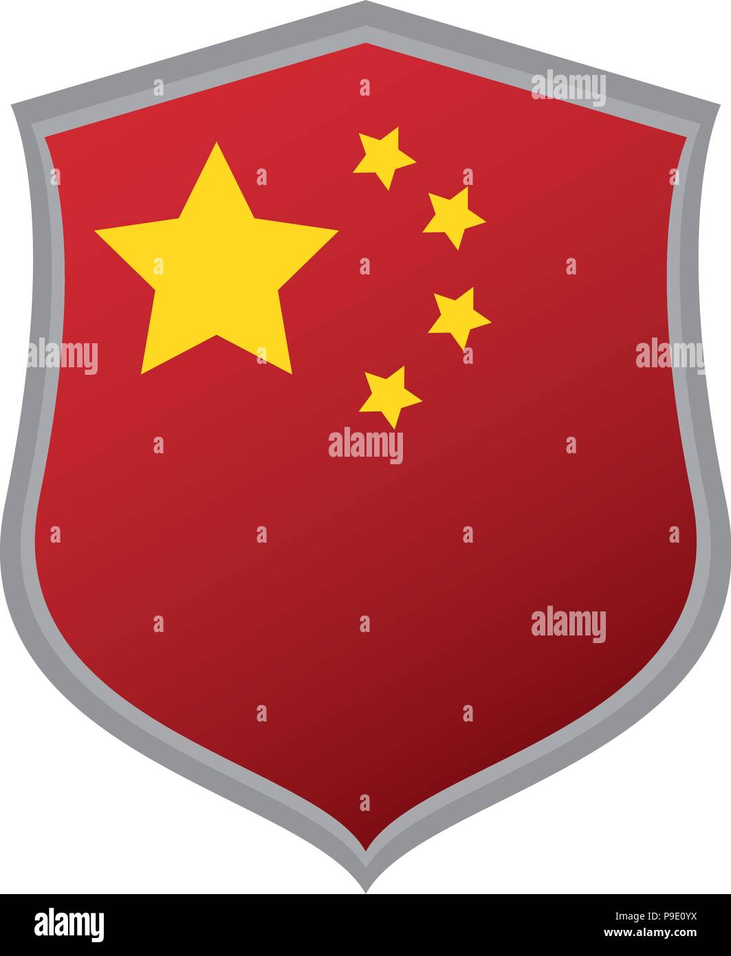 shield with china flag design over white background, vector ...