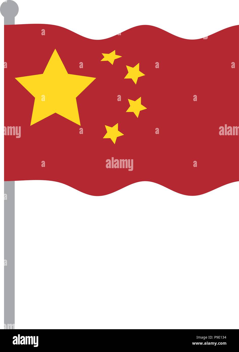 waving china flag icon over white background, vector illustration Stock ...