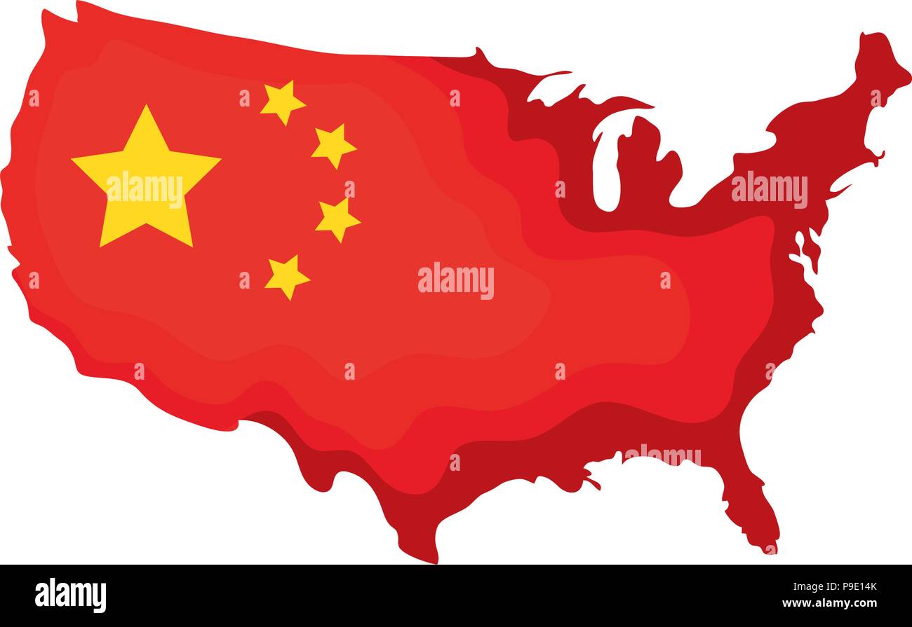 china flag in map shape icon over white background, vector illustration ...