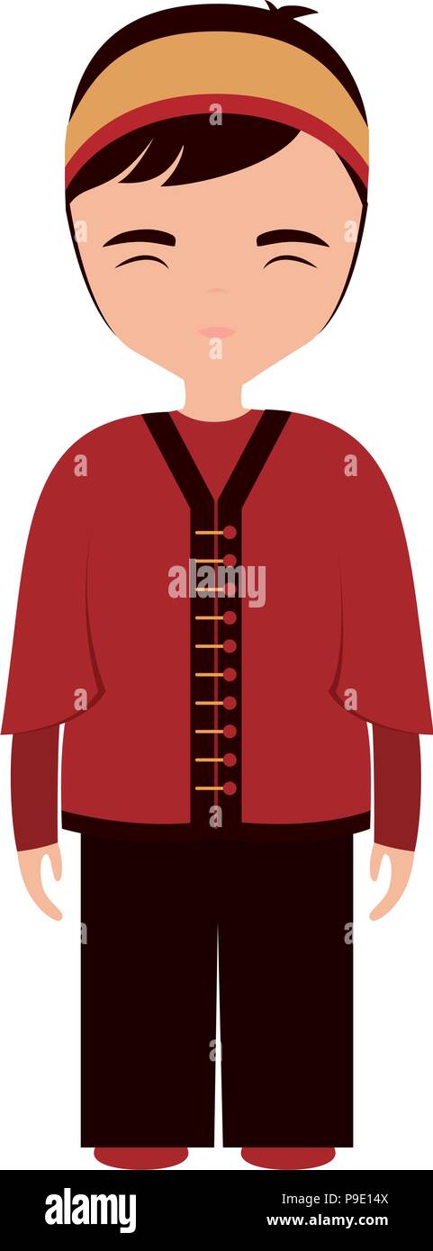 Cartoon man with traditional costume of taiwan icon over white ...