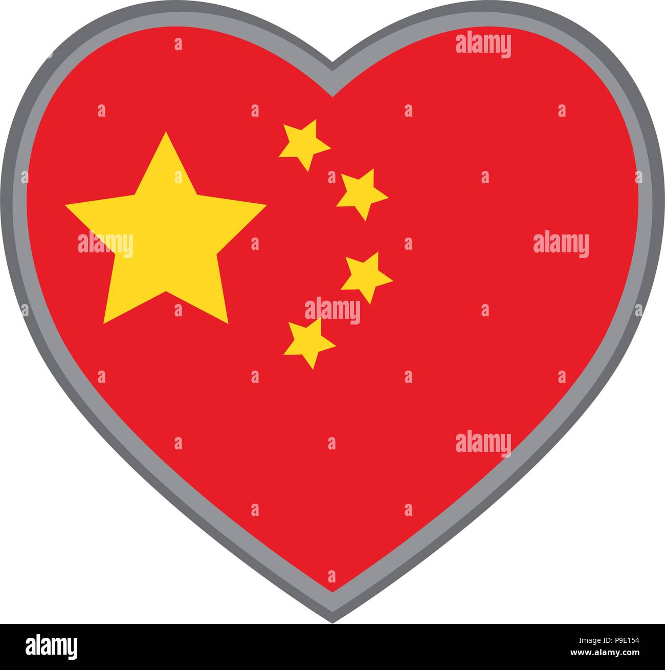 china flag in heart shape icon over white background, vector ...