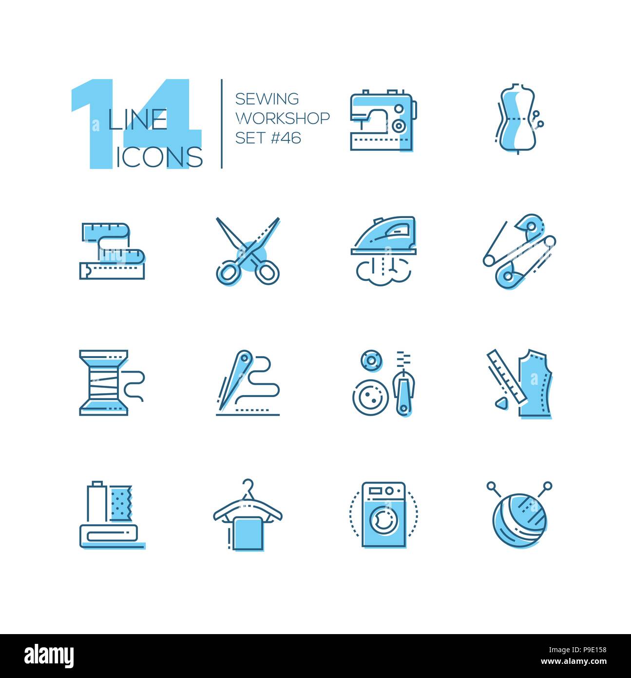 Sewing workshop - set of line design style icons Stock Vector Image ...