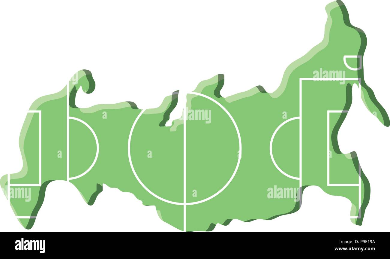 Footbal field in russia map shape icon over white background, vector ...