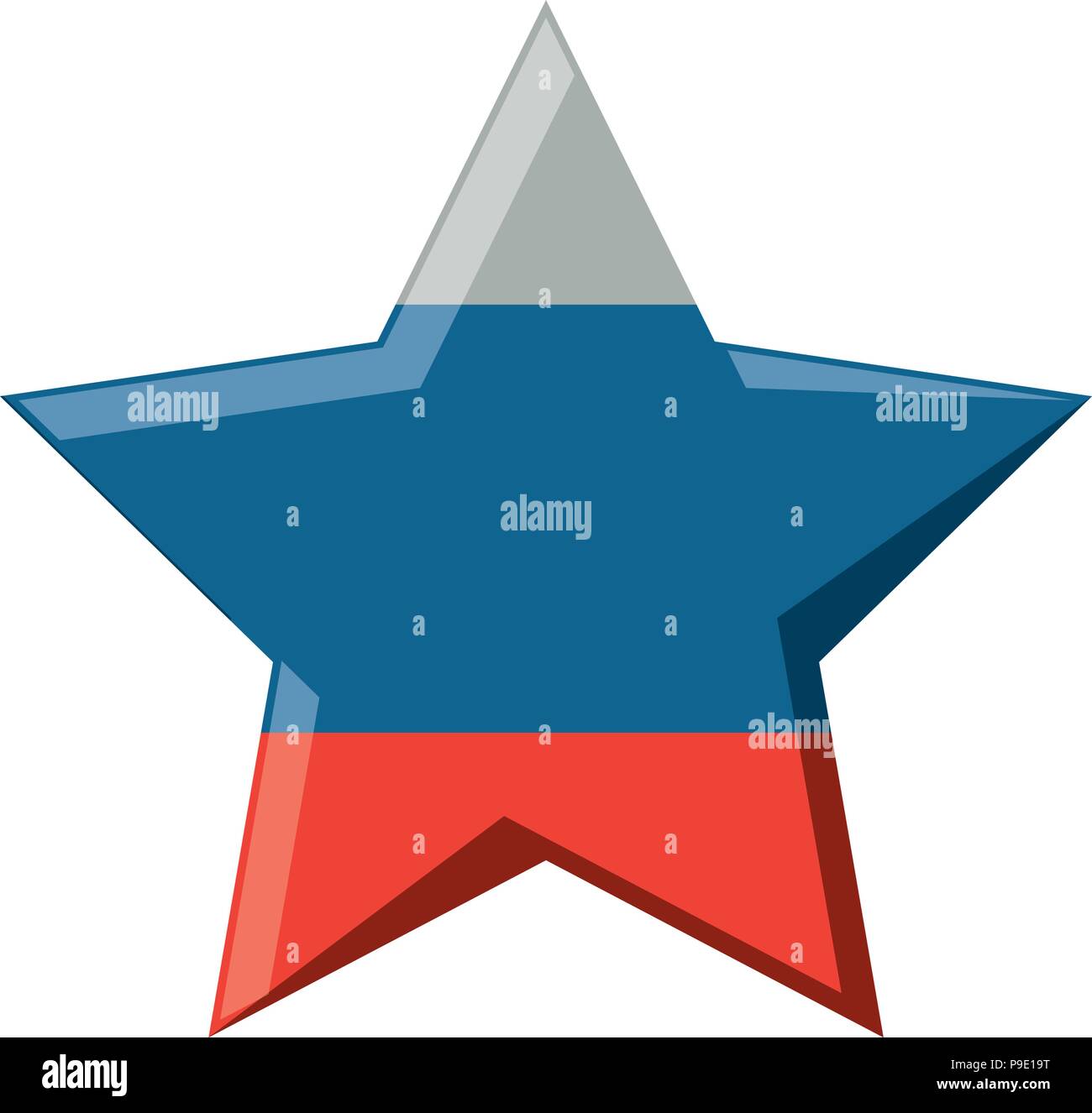 russia flag in star shape over white background, vector illustration ...