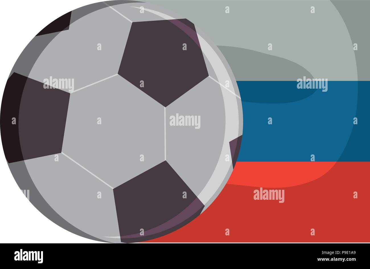 Russia flag and football ball icon over white background, vector ...