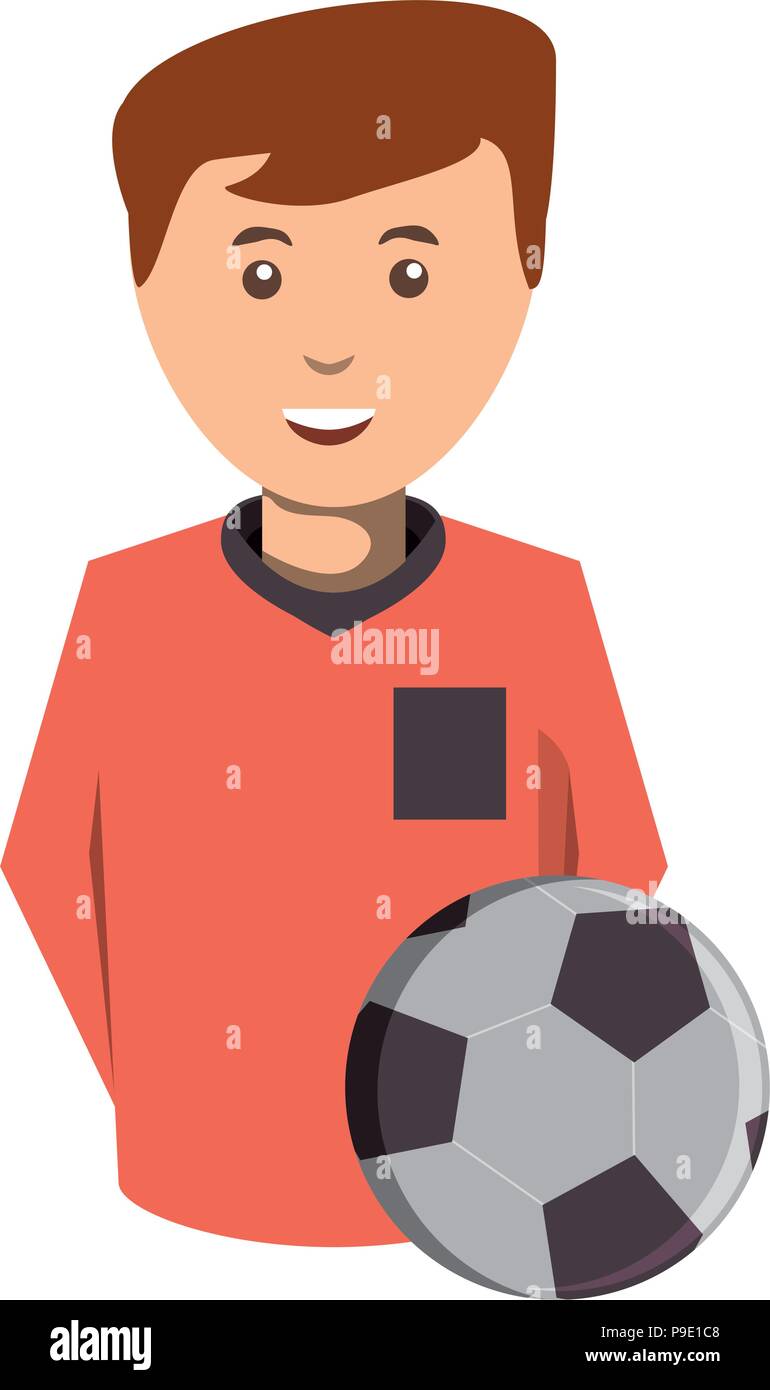 Soccer referee with football ball icon over white background, vector ...