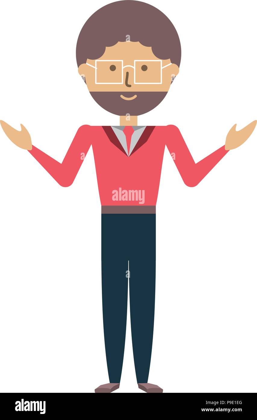 cartoon man with arms open icon over white background, vector ...