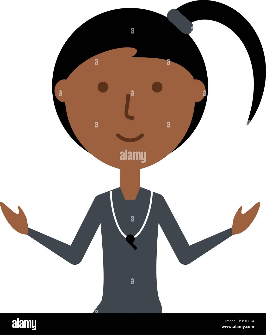 Cartoon woman coach of football icon over white background, vector ...