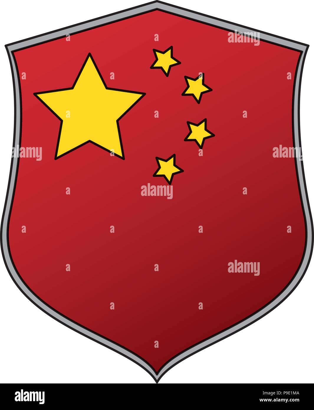 shield with china flag design over white background, vector ...