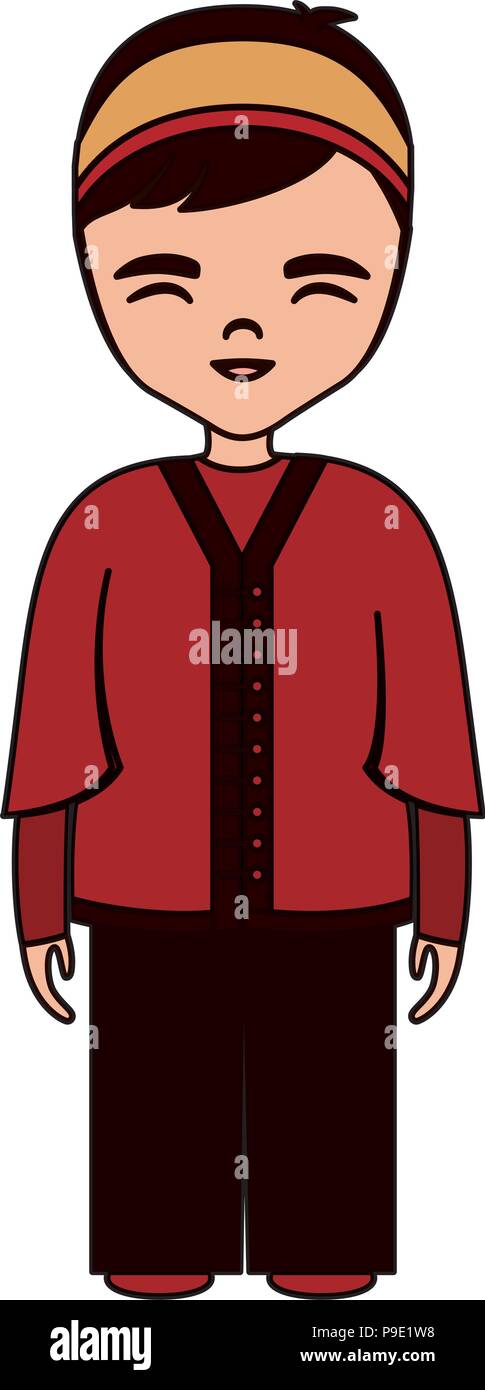 Cartoon man with traditional costume of taiwan icon over white ...