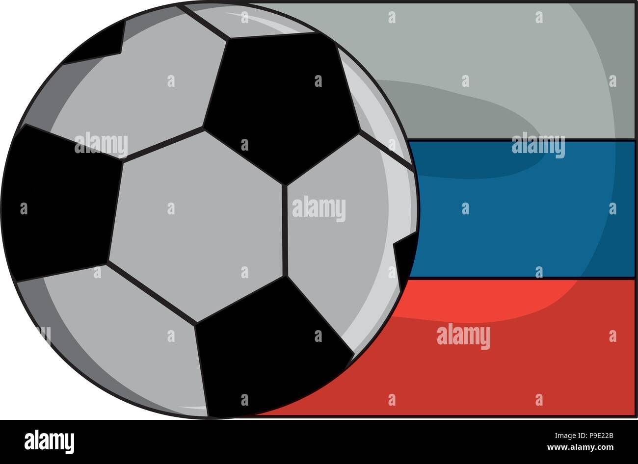 Russia flag and football ball icon over white background, vector ...