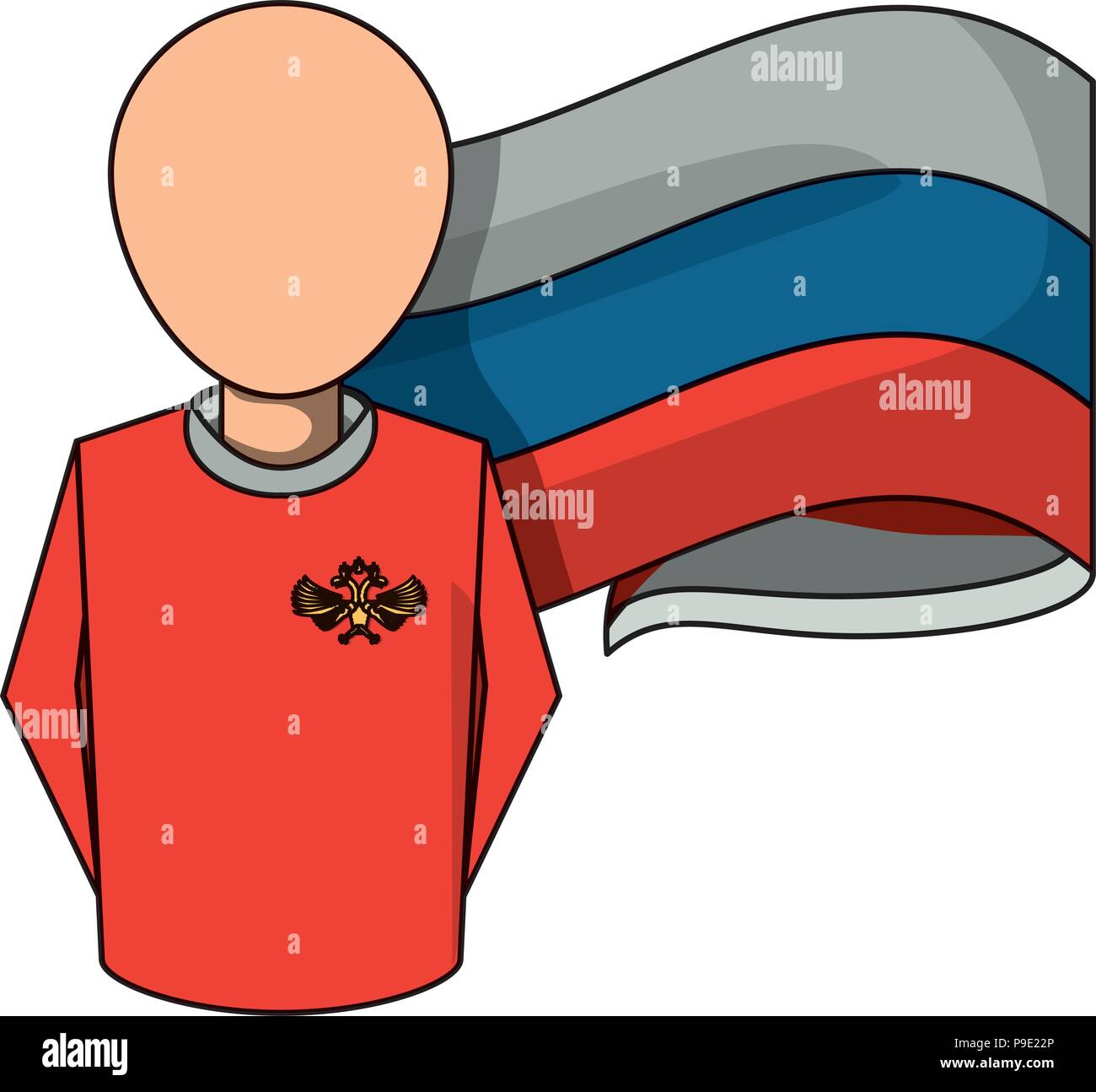 avatar football player and russia flag icon over white background ...